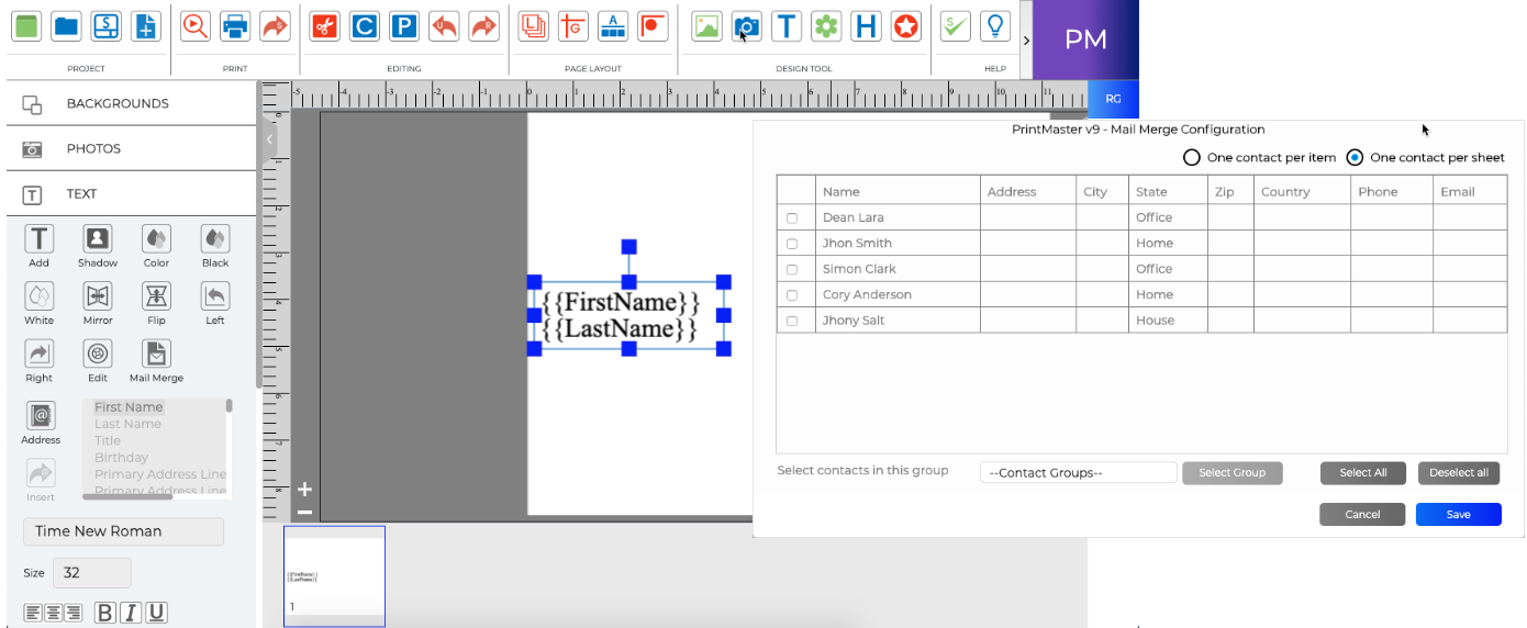 Address Book and Mail Merge - PrintMaster v9 Userguide
